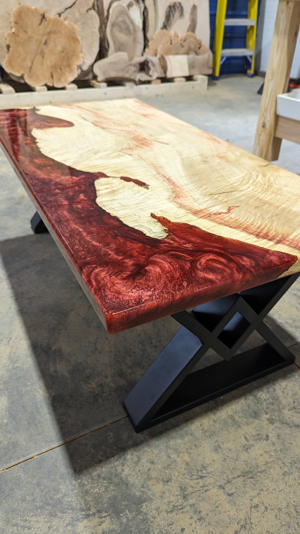 Box Elder Coffee Table, River Table, Merlot Resin - Etsy