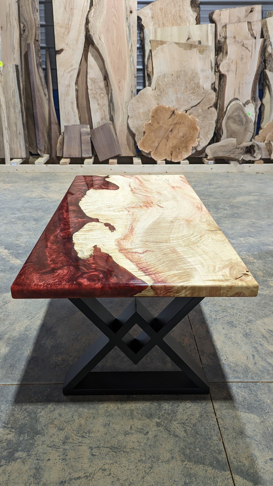 Box Elder Coffee Table, River Table, Merlot Resin - Etsy