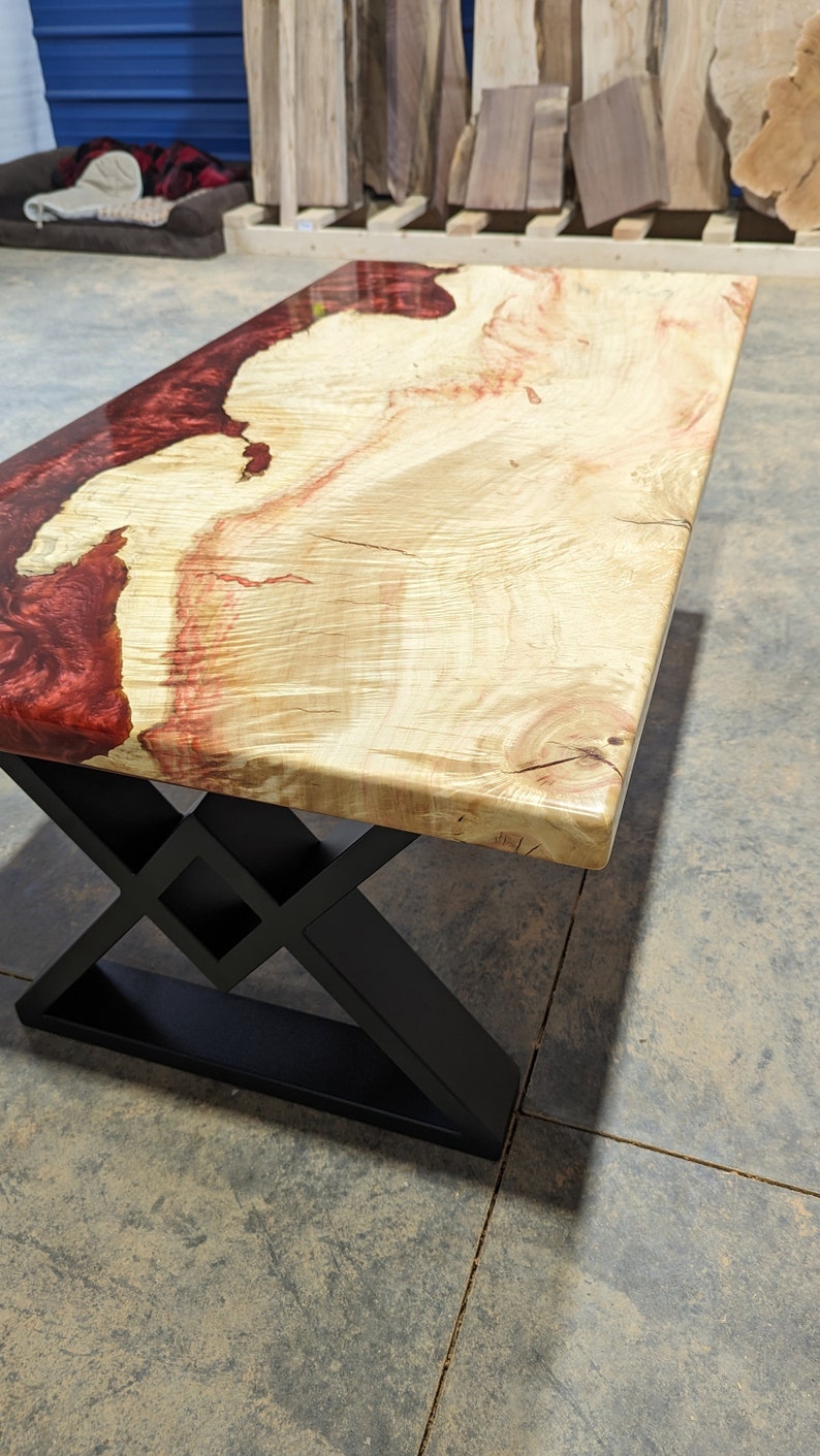 Box Elder Coffee Table, River Table, Merlot Resin - Etsy