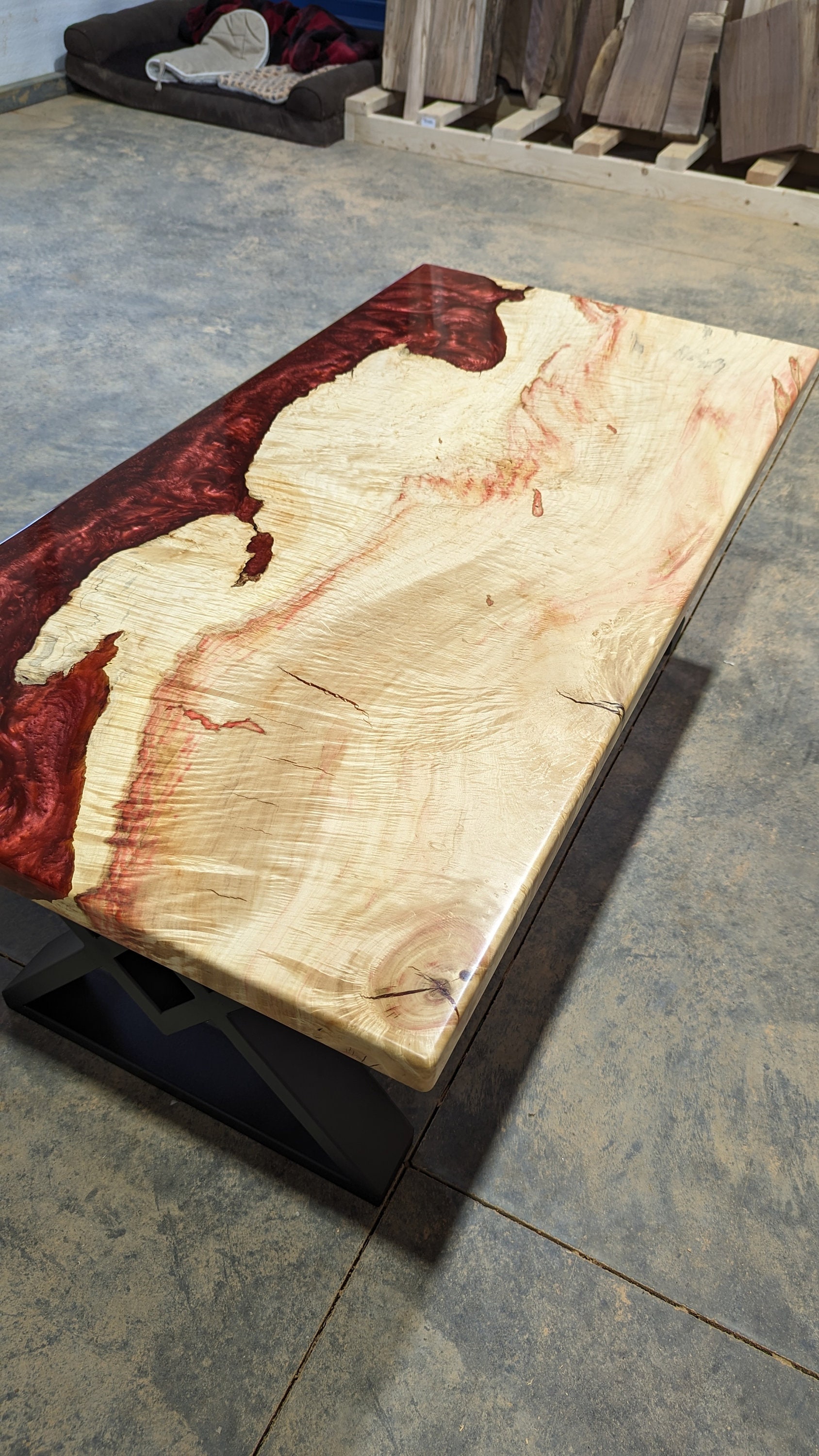 Box Elder Coffee Table, River Table, Merlot Resin - Etsy