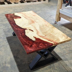 Box Elder Coffee Table, River Table, Merlot Resin - Etsy