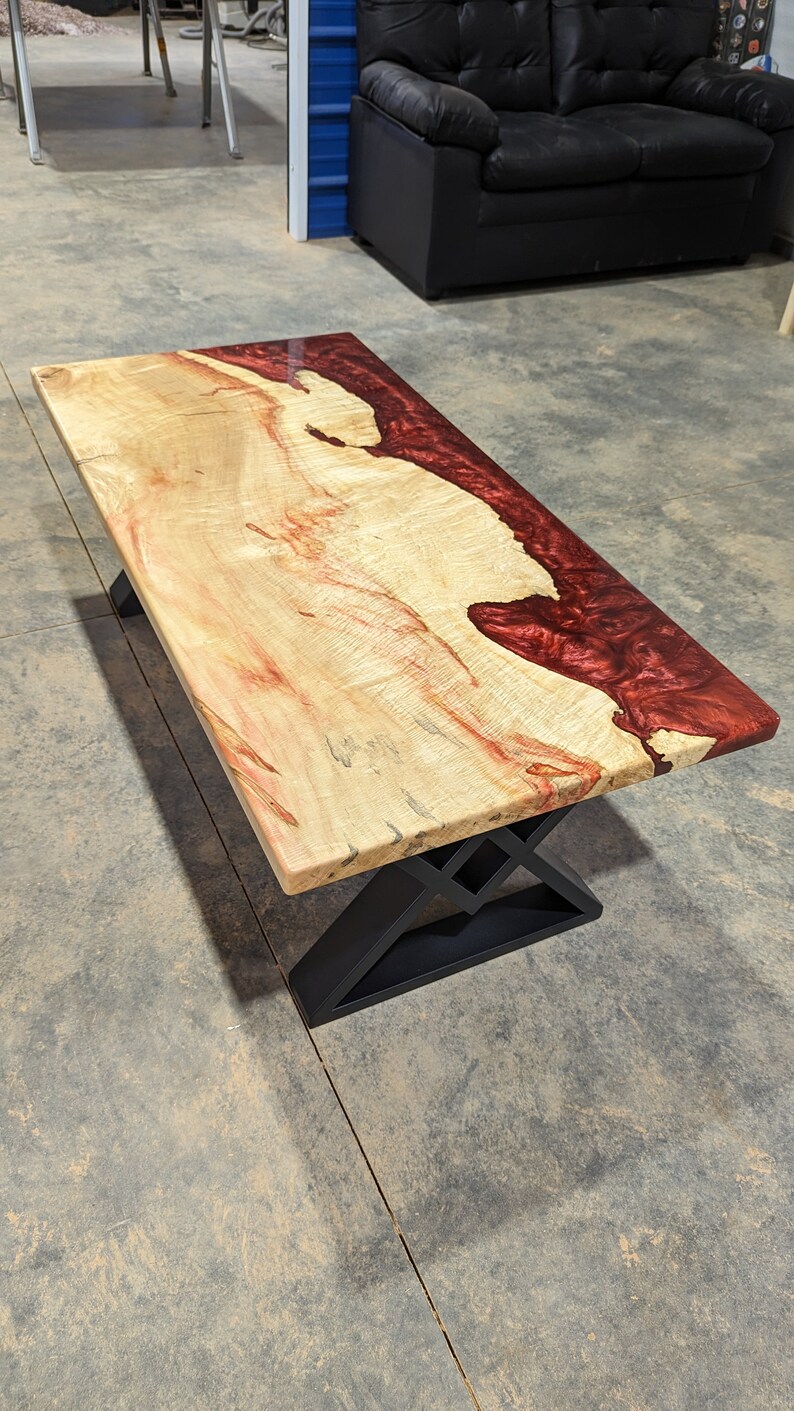 Box Elder Coffee Table, River Table, Merlot Resin - Etsy