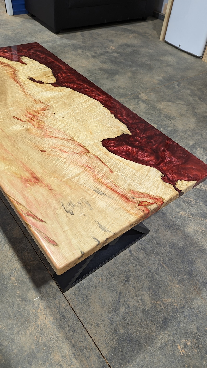 Box Elder Coffee Table, River Table, Merlot Resin - Etsy