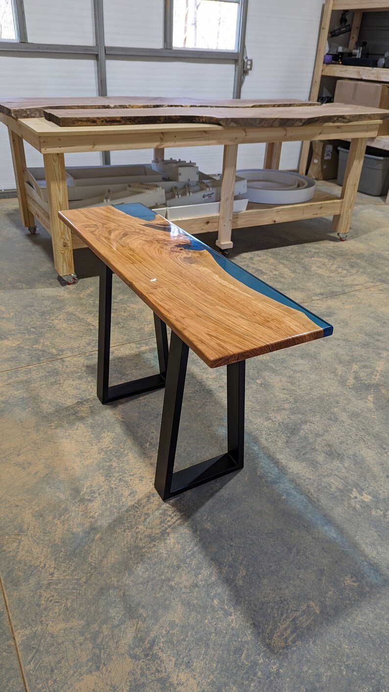 Italian Olive Sofa Table, Entry Way Table, Blue Transparent Resin - Etsy