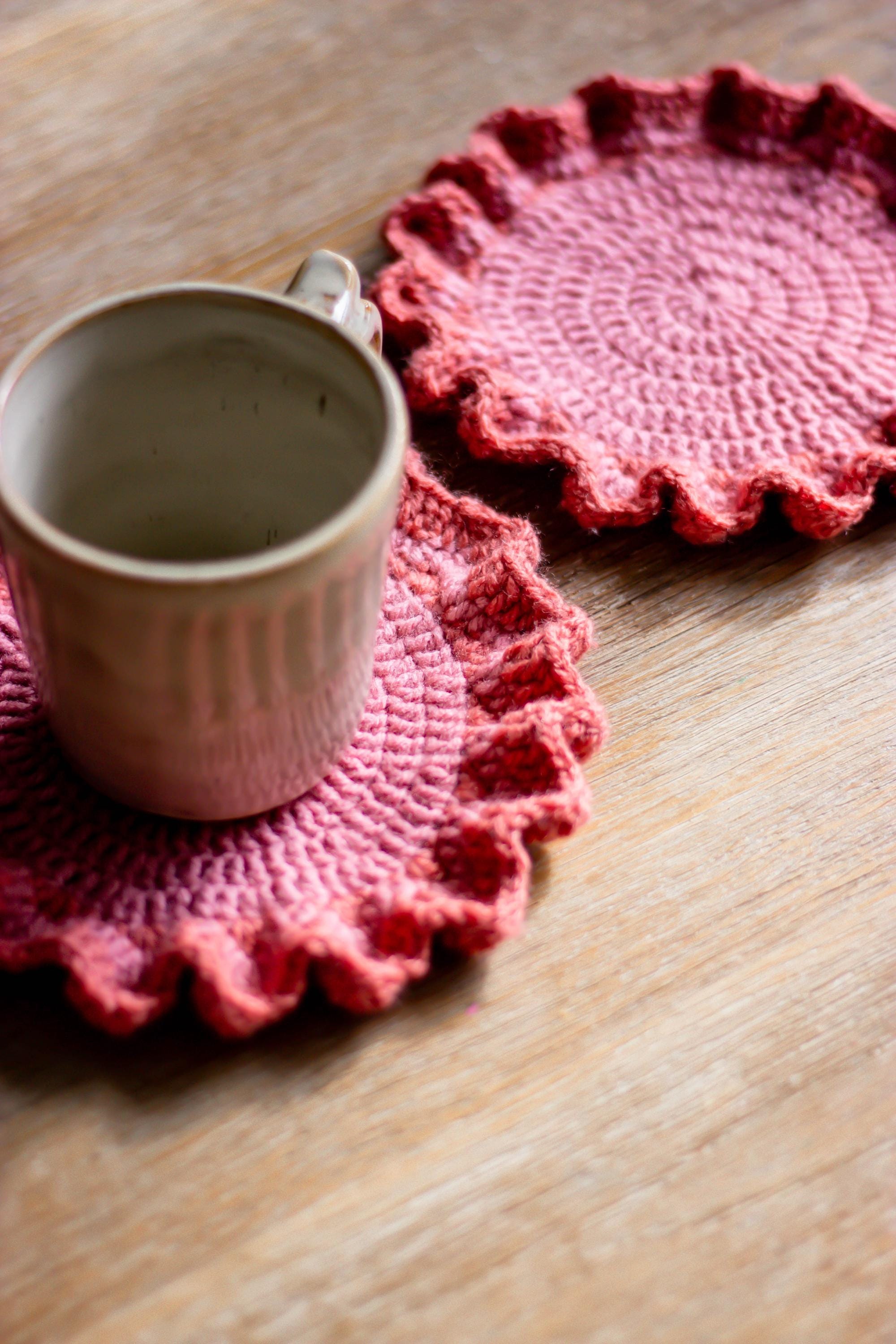 Cute Pink Ruffled Coasters - Etsy
