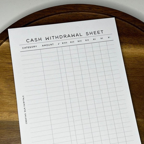 Cash Breakdown Sheet - Etsy