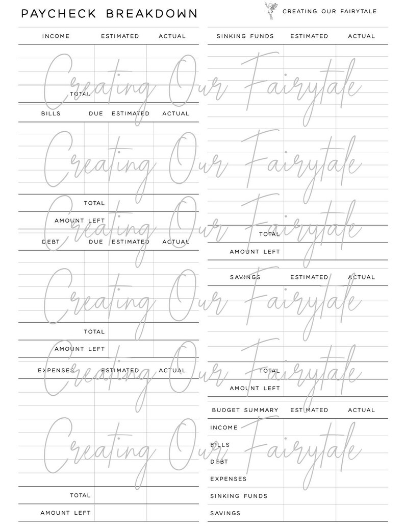 Paycheck Breakdown Digital Budgeting Minimalist Aesthetic - Etsy