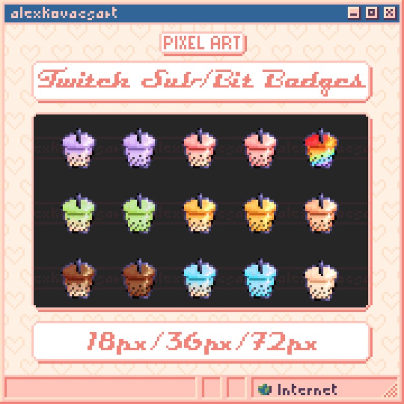 Cute Pixel Art Boba/bubble Tea Twitch Sub Badges for Streaming - Etsy ...