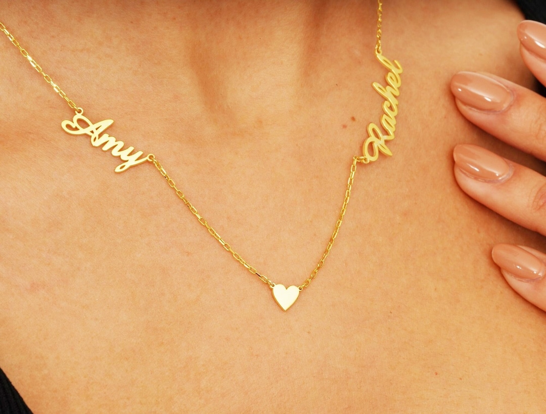 Multiple Name Necklace, Two Names Necklace, Three Names Necklace, 14k ...