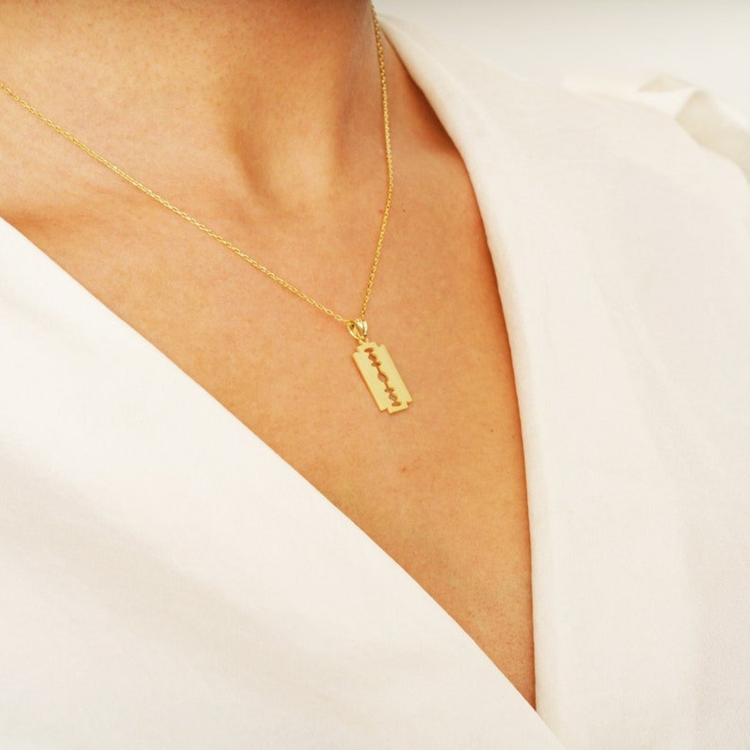 Sterling Silver Razor Blade Pendant - Razor Blade Jewelry - Women's ...