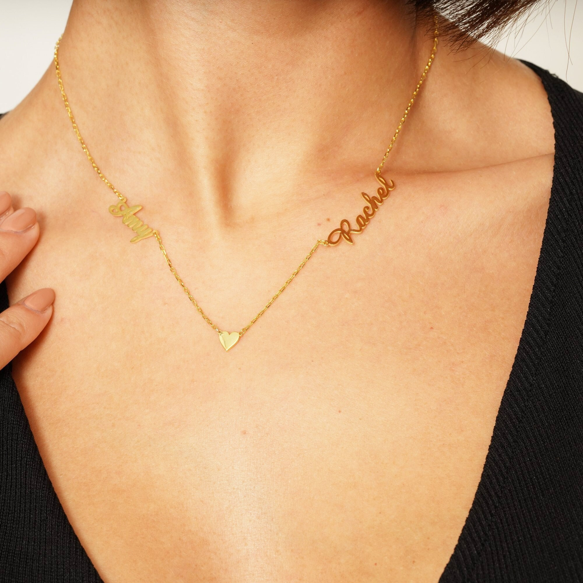 Multiple Name Necklace Two Names Necklace Three Names - Etsy