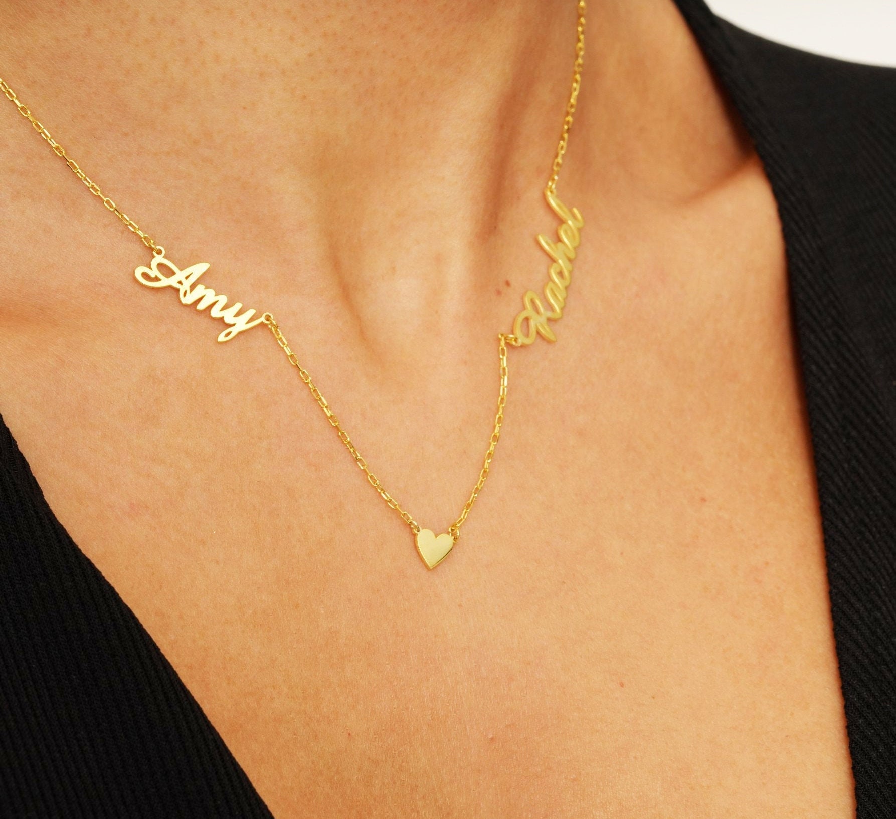 Multiple Name Necklace Two Names Necklace Three Names - Etsy