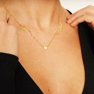 Multiple Name Necklace, Two Names Necklace, Three Names Necklace, 14k Gold Family Necklace ...