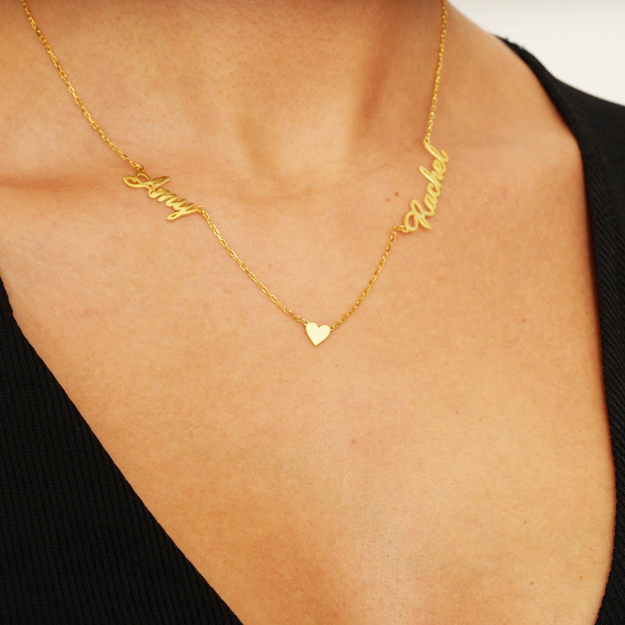 Multiple Name Necklace Two Names Necklace Three Names - Etsy