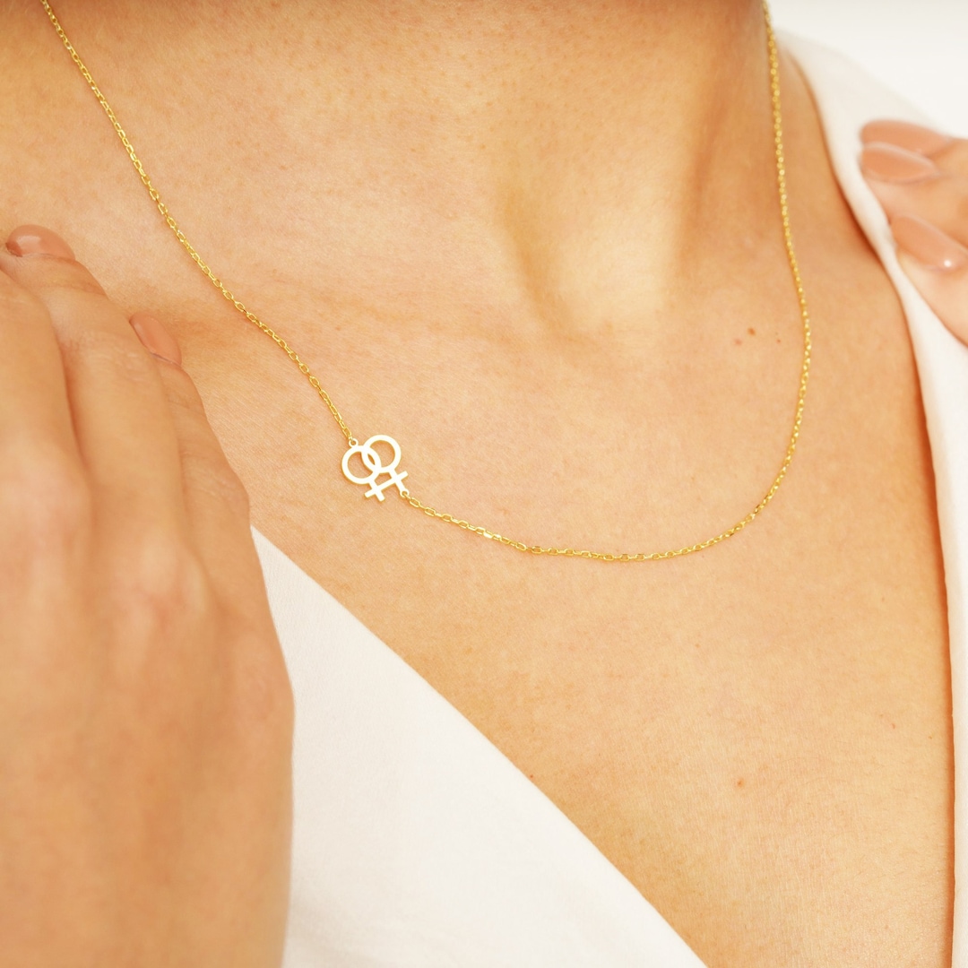 Silver Sideways Lesbian Double Venus Necklace - Valentine's Day Gift ...