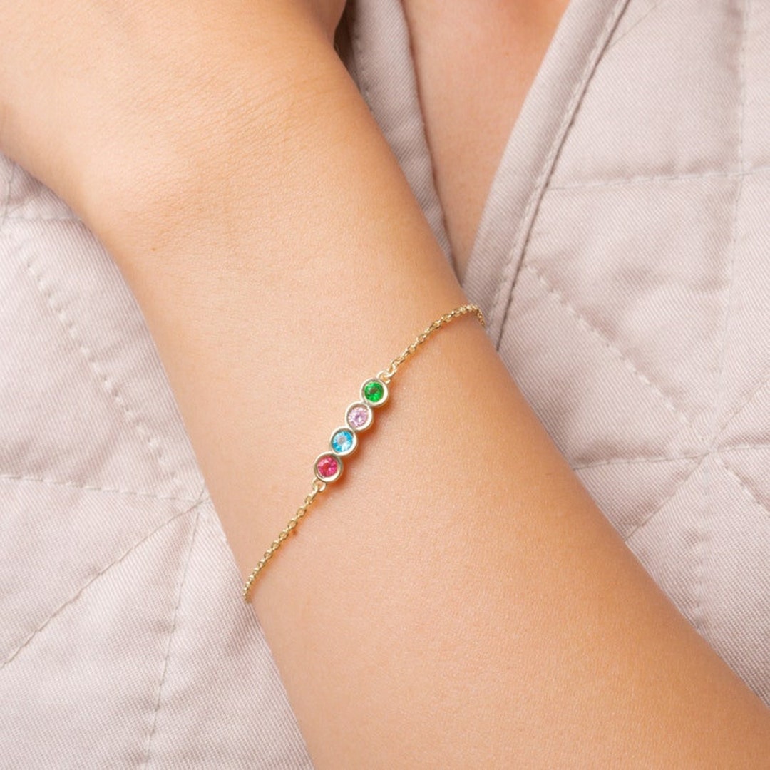 Custom Multiple Birthstone Bracelet, Personalized Birthstone Bracelet ...