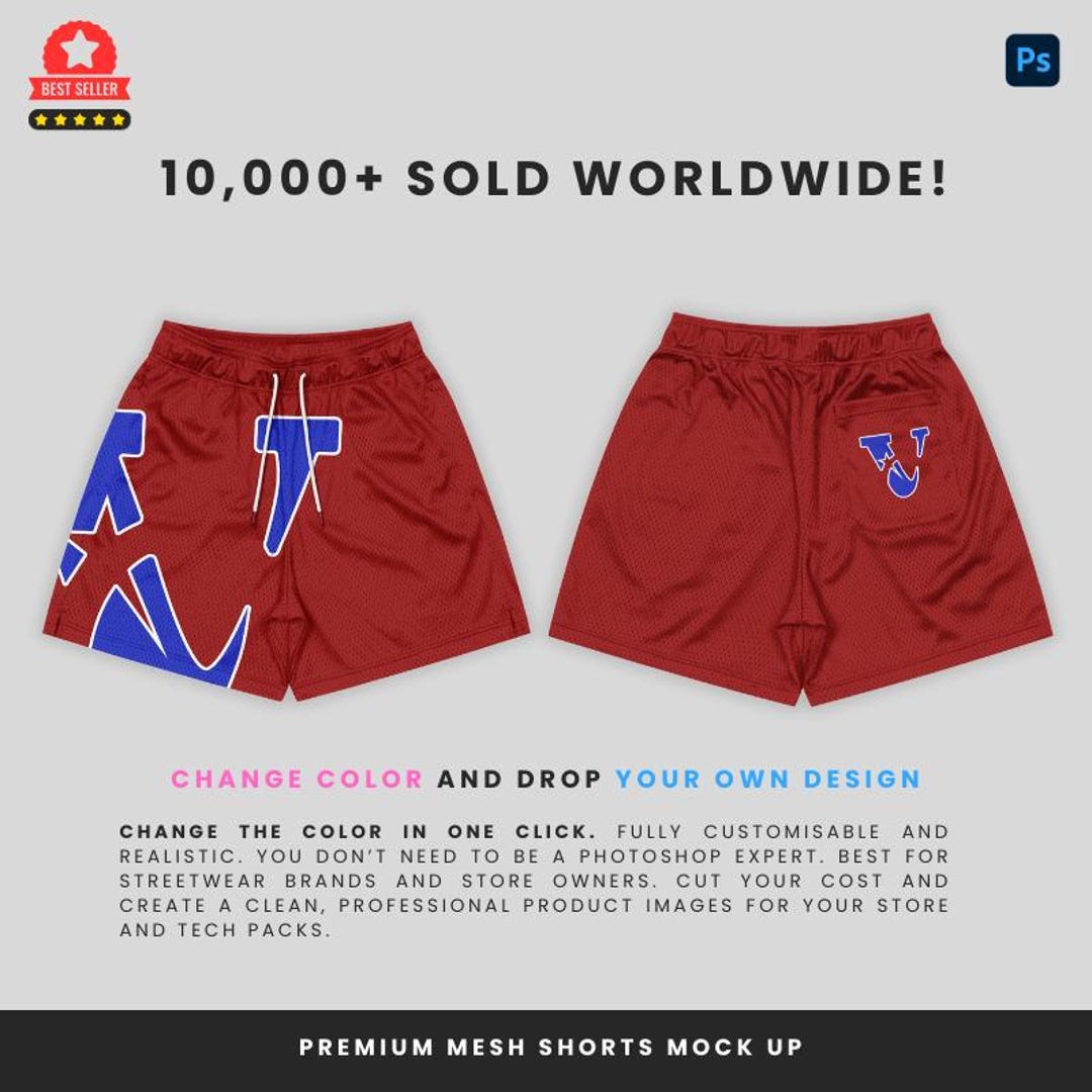 Editable PSD Mesh Short Mock Up - Etsy