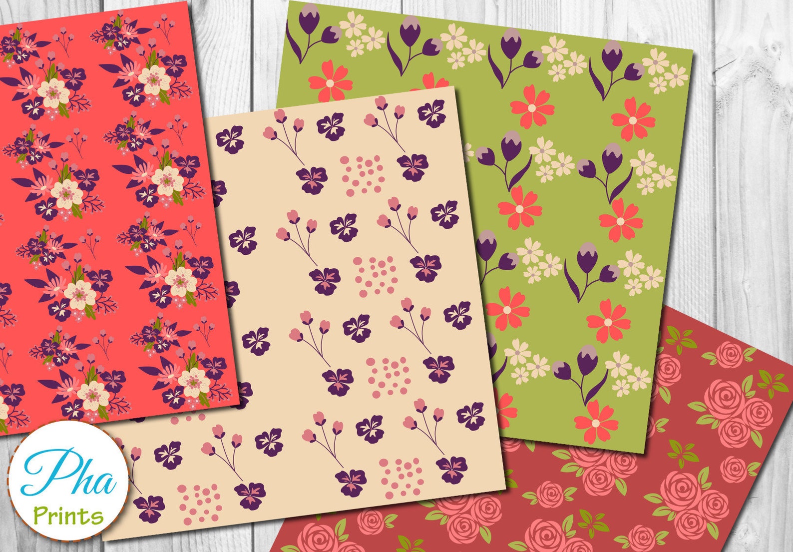 Floral Digital Paper Scrap Booking Printable Paper Texture Seamless ...