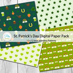 St Patrick's Day Digital Paper Scrap Booking Printable Paper Texture ...