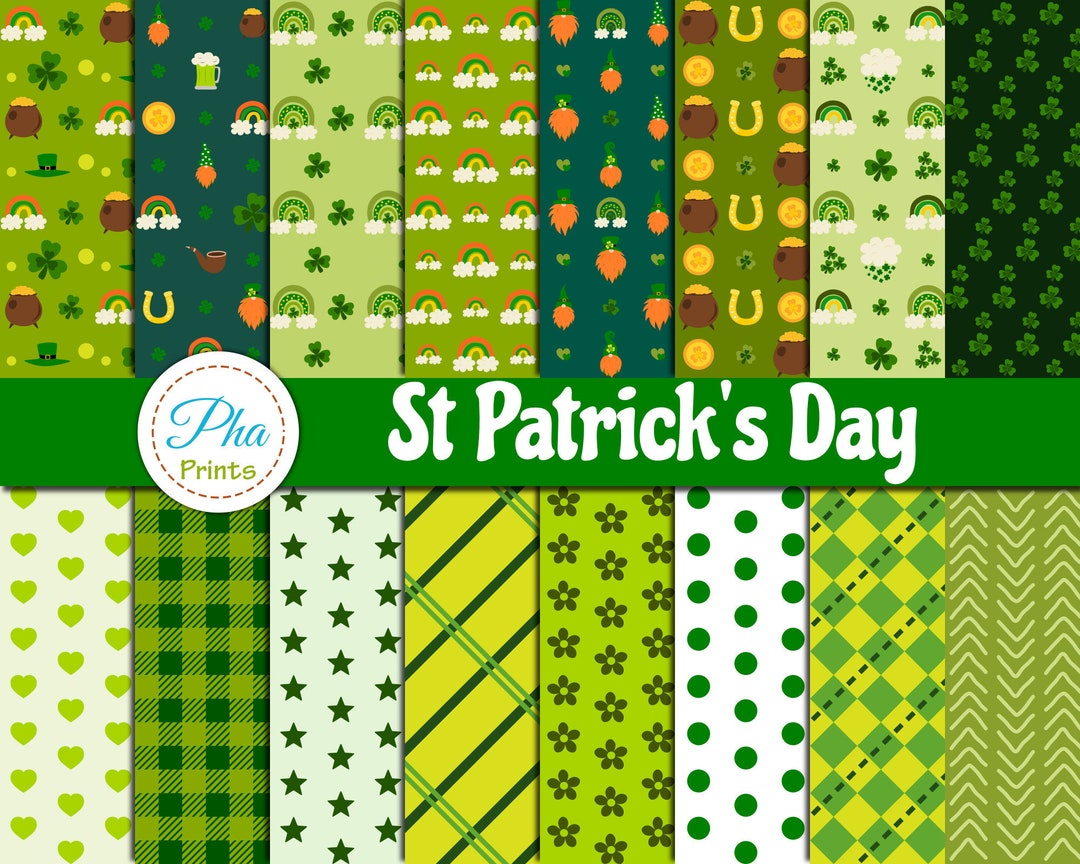 St Patrick's Day Digital Paper Scrap Booking Printable Paper Texture ...