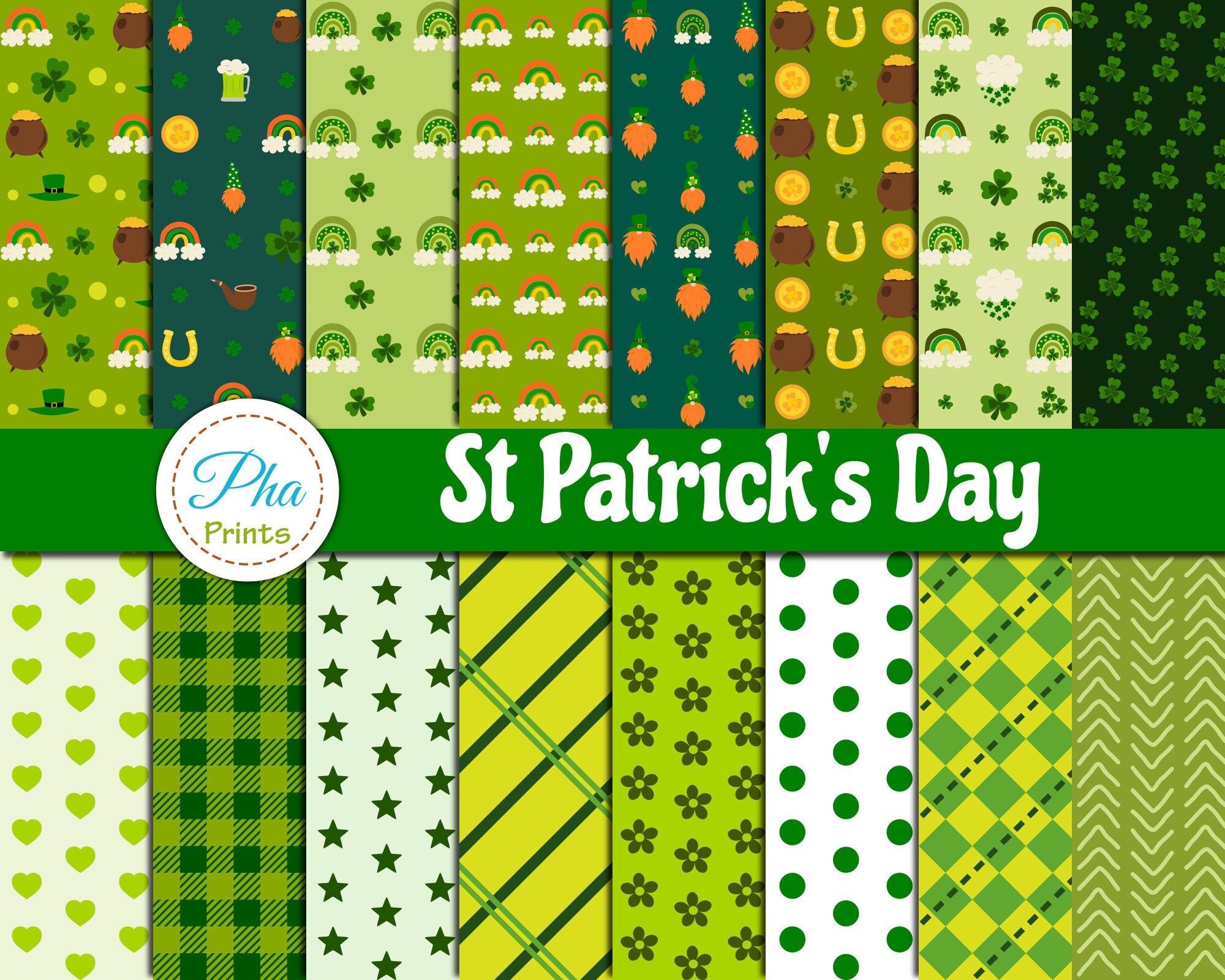 St Patrick's Day Digital Paper Scrap Booking Printable Paper Texture ...