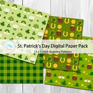 St Patrick's Day Digital Paper Scrap Booking Printable Paper Texture ...