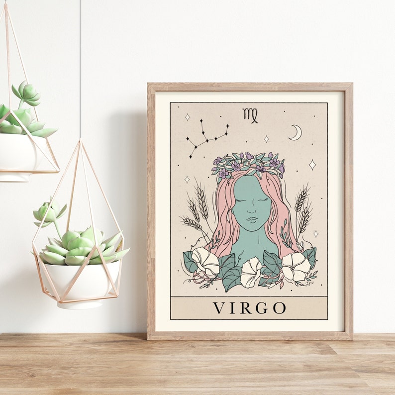 Virgo Zodiac Art Print: Tarot Inspired Astrology Printable - Etsy