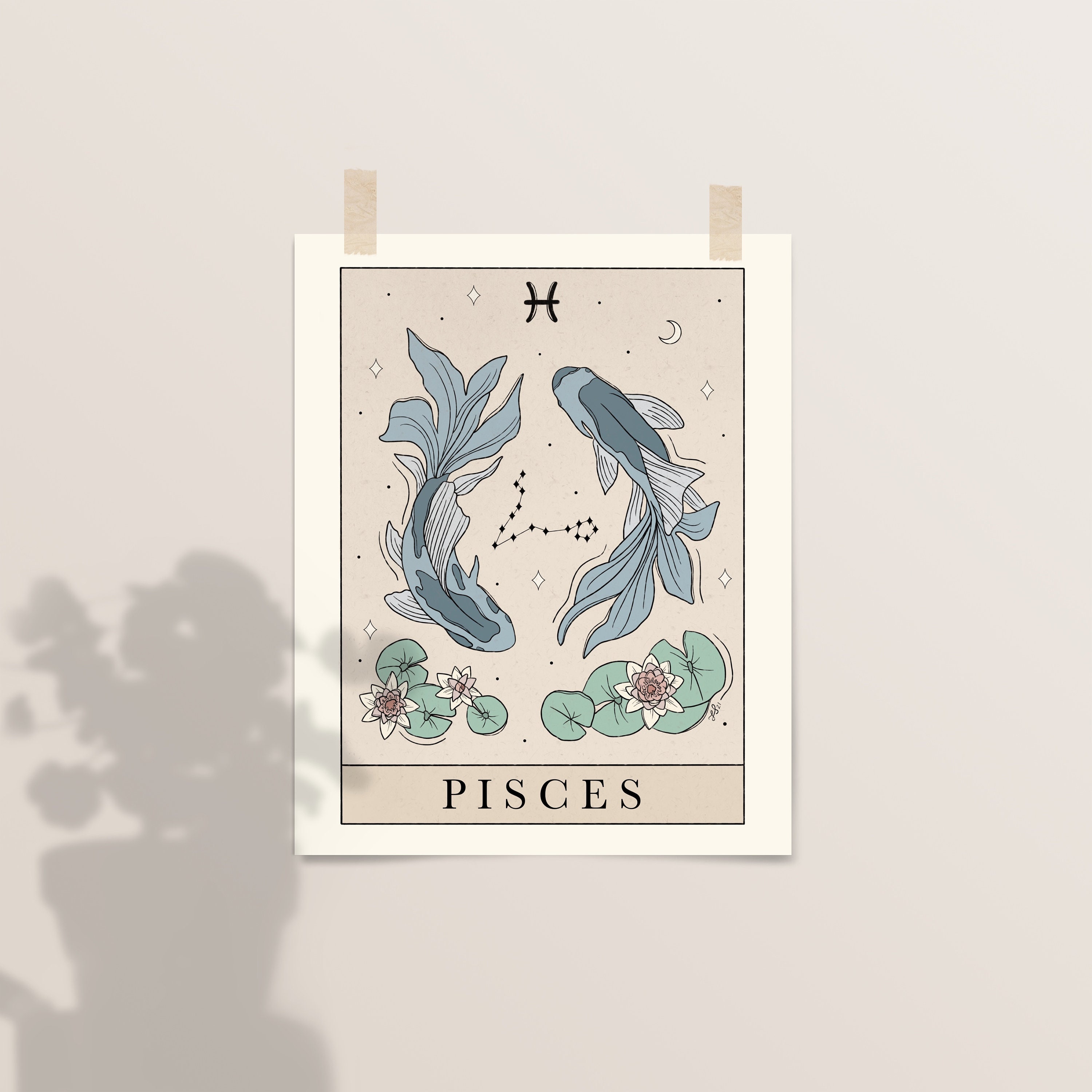 Pisces Zodiac Art Print: Tarot Inspired Astrology Printable - Etsy ...
