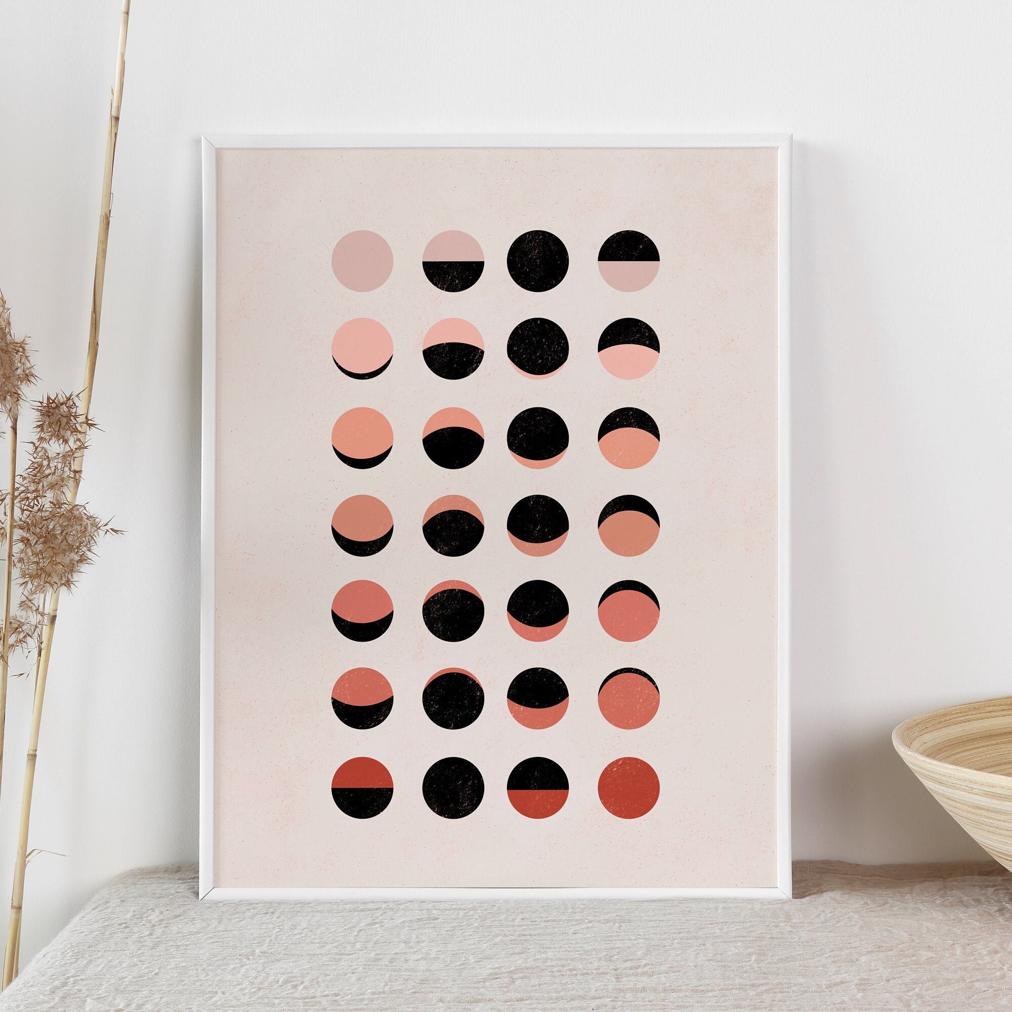 Moon Phases Art Printable: Ombre Moon Phase Wall Art Print, Boho Style ...