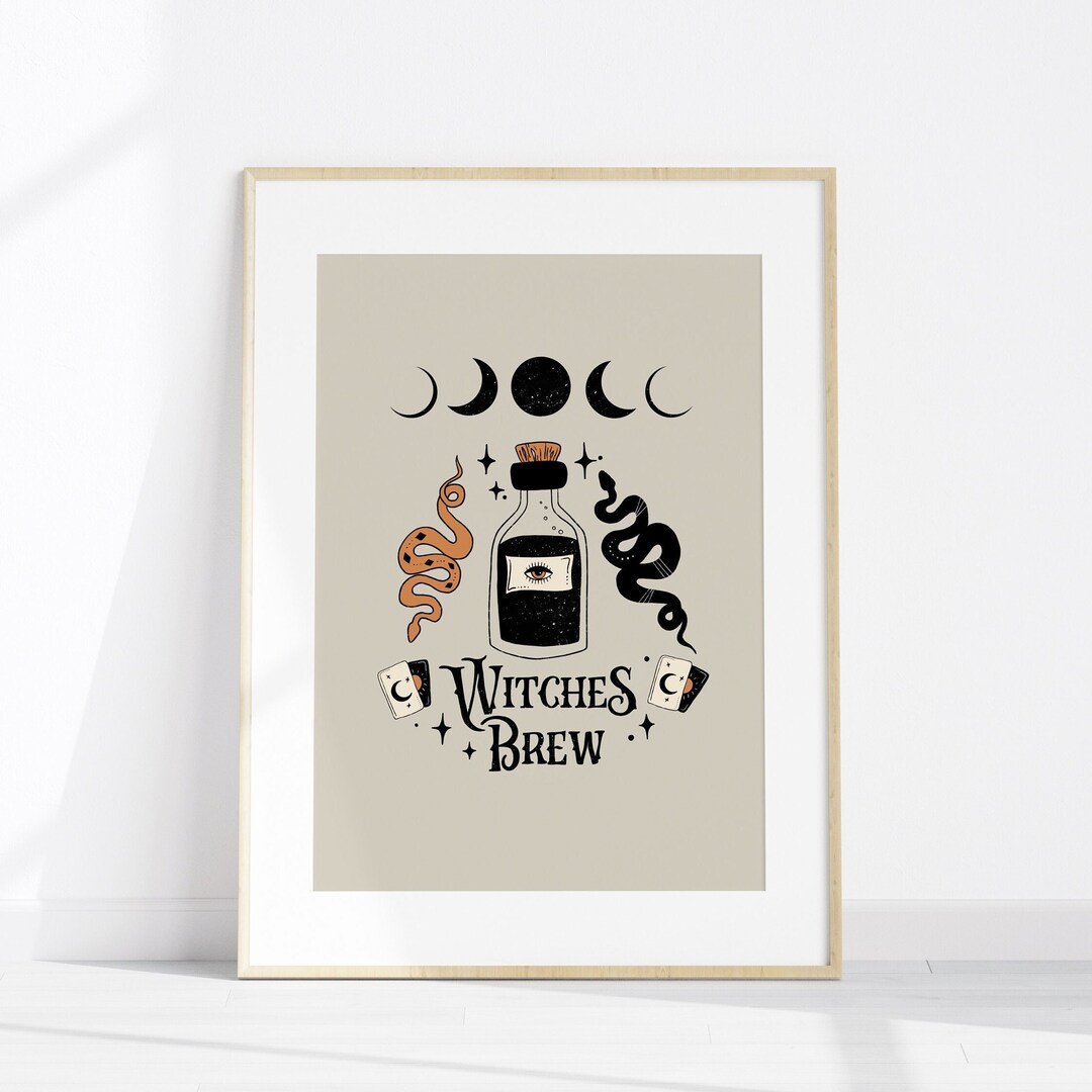 Witches Brew Printable: Halloween Decor Wall Art, Spooky Potion Bottle ...