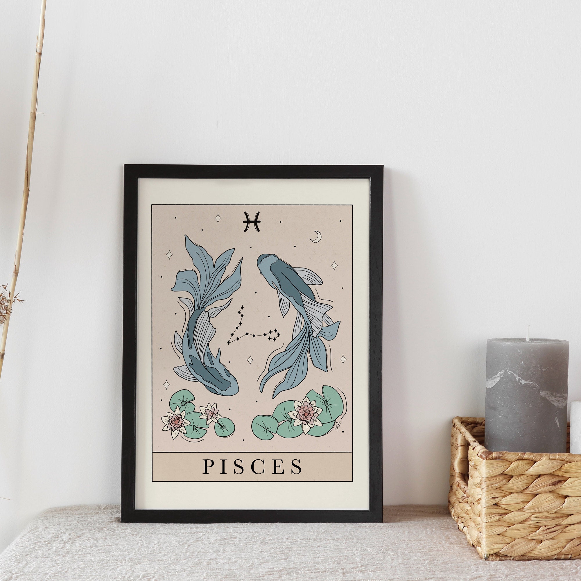 Pisces Zodiac Art Print: Tarot Inspired Astrology Printable - Etsy ...