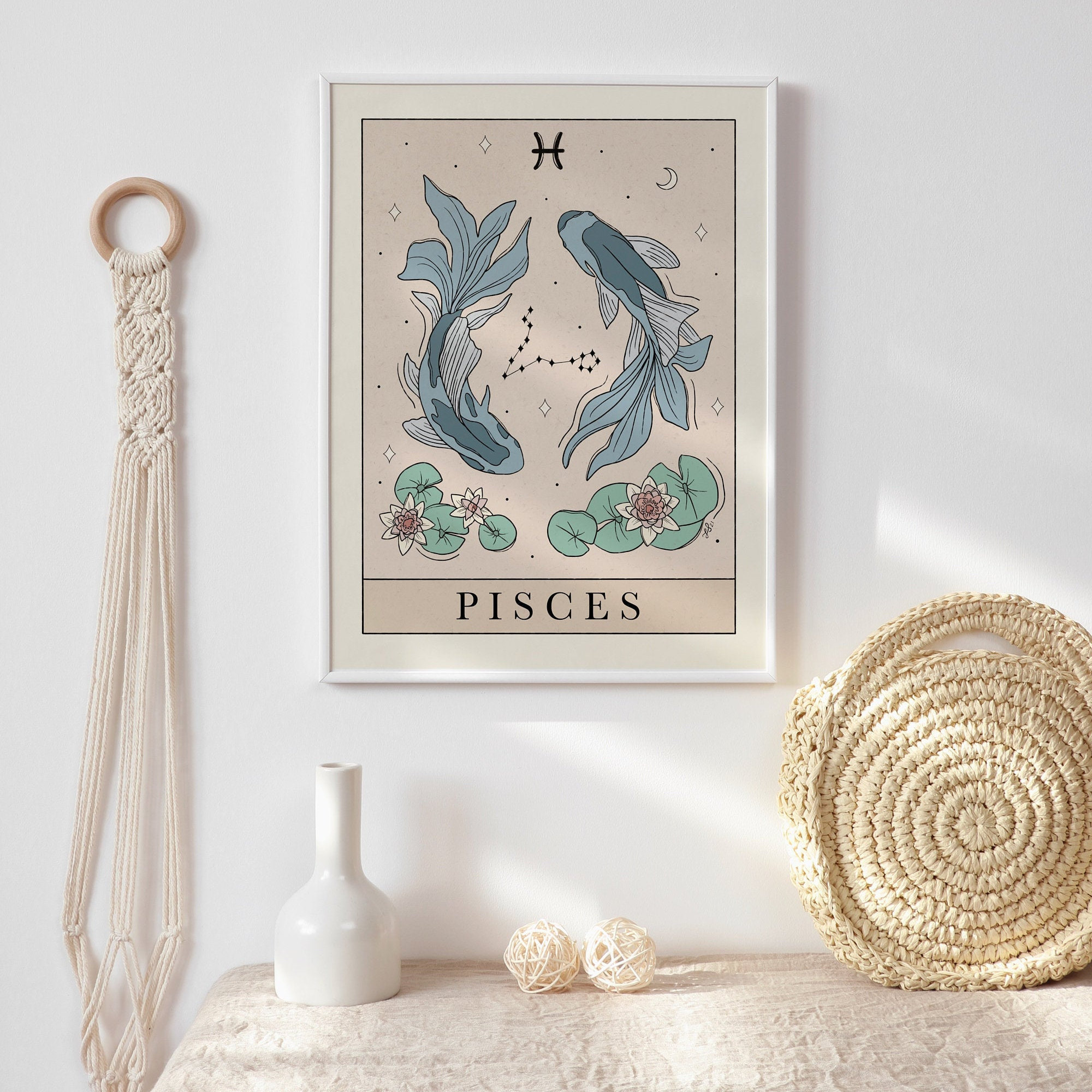 Pisces Zodiac Art Print: Tarot Inspired Astrology Printable - Etsy ...