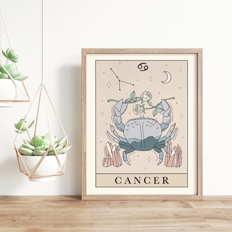Cancer Zodiac Art Print: Tarot Inspired Astrology Printable Wall Art - Etsy