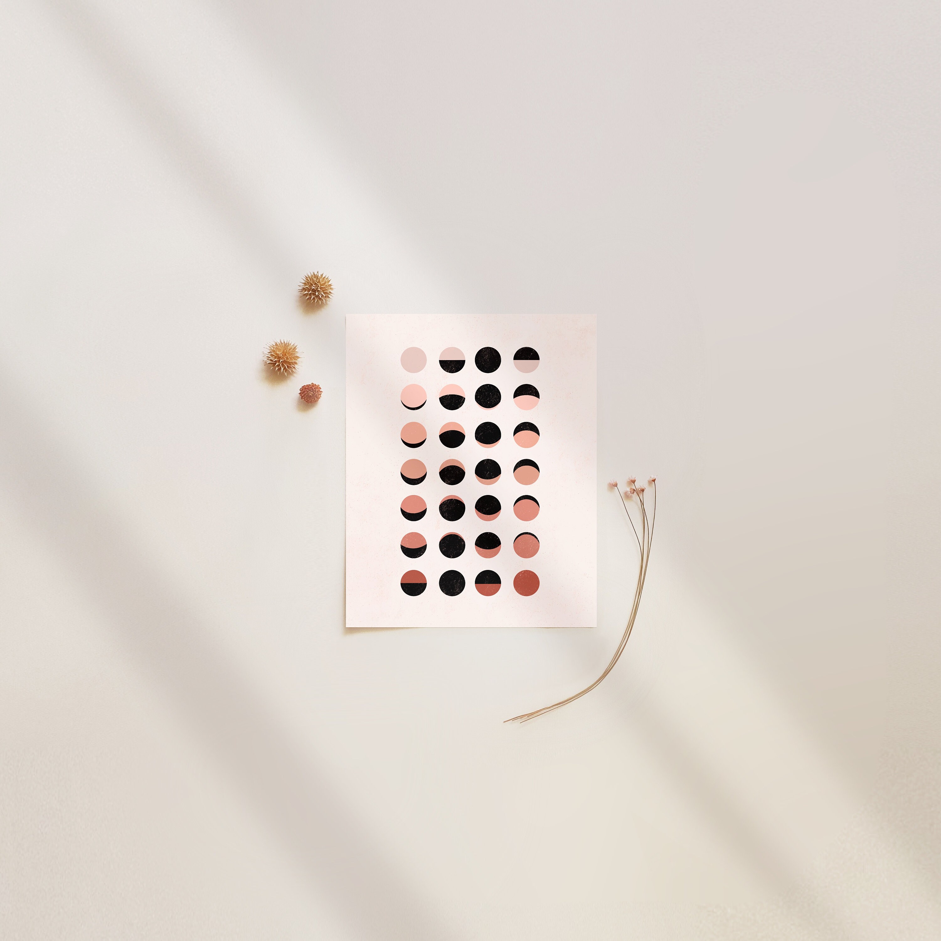 Moon Phases Art Printable: Ombre Moon Phase Wall Art Print, Boho Style ...