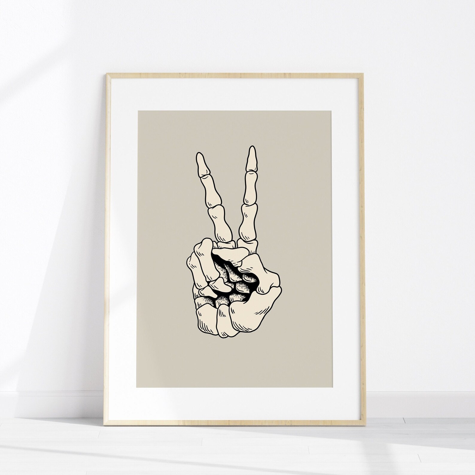 Skeleton Hand Peace Sign Printable: Halloween Wall Art Decor, Autumn ...