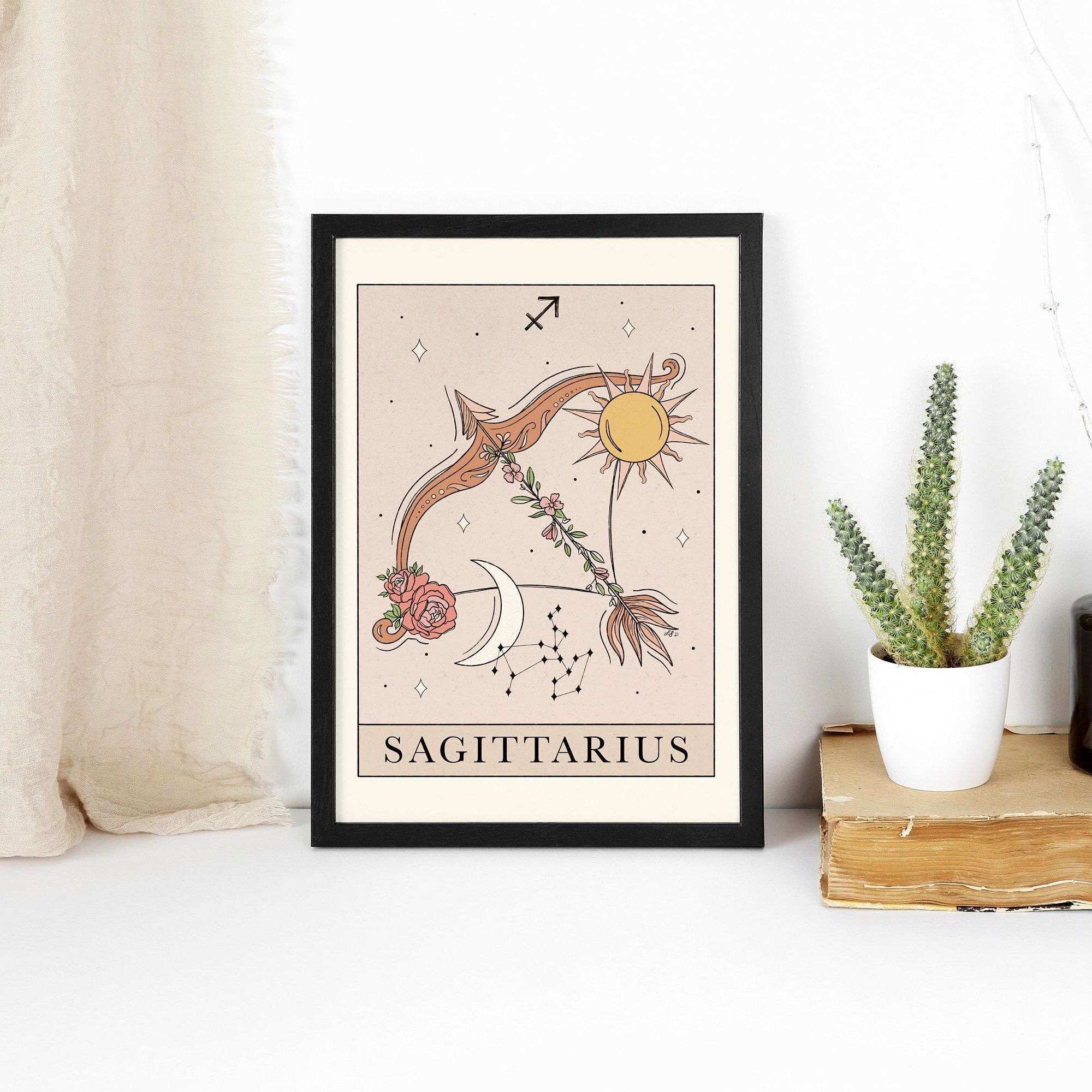 Sagittarius Zodiac Art Print: Tarot Inspired Astrology | Etsy