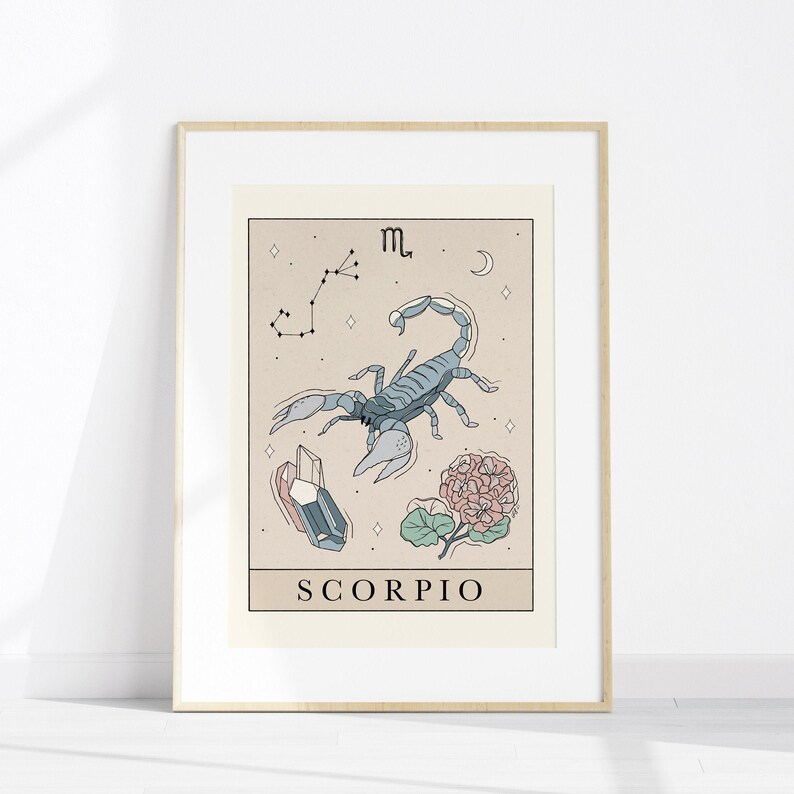 Scorpio Zodiac Art Print: Tarot Inspired Astrology Printable Wall Art ...