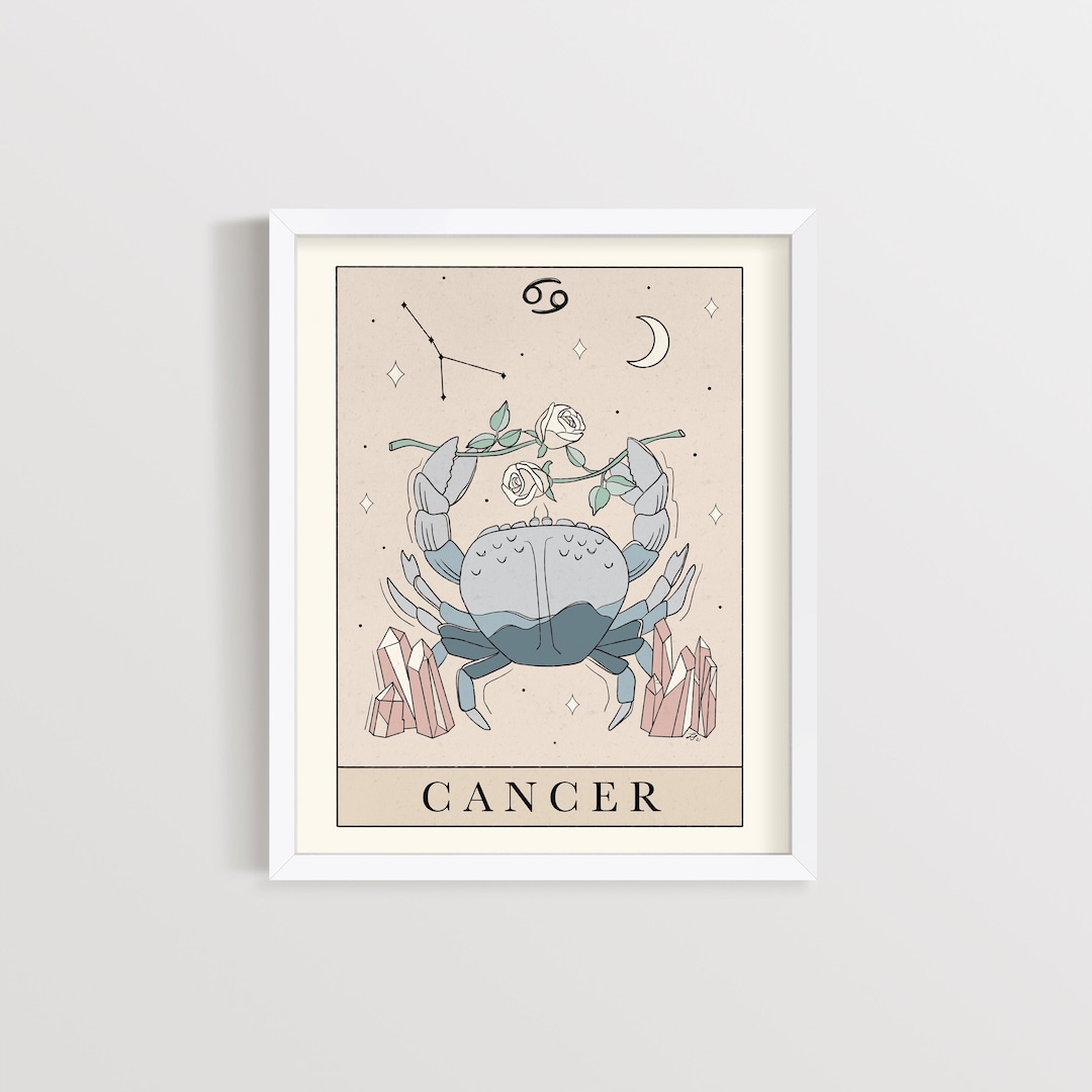 Cancer Zodiac Art Print: Tarot Inspired Astrology Printable Wall Art ...