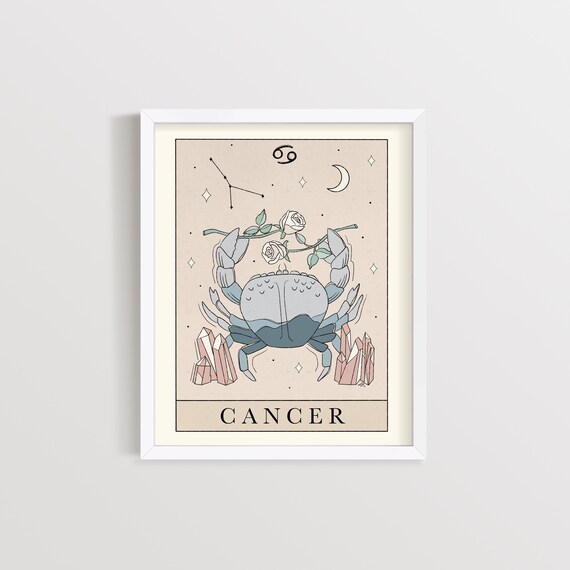 Cancer Zodiac Art Print: Tarot Inspired Astrology Printable | Etsy