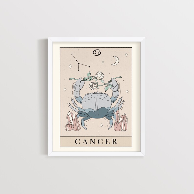 Cancer Zodiac Art Print: Tarot Inspired Astrology Printable Wall Art - Etsy