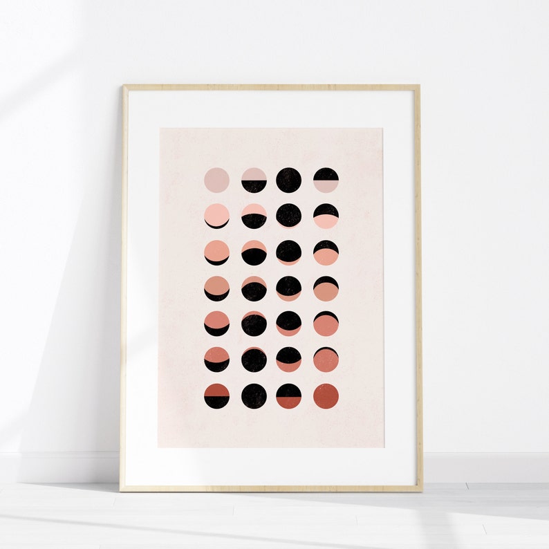 Moon Phases Art Printable: Ombre Moon Phase Wall Art Print, Boho Style ...