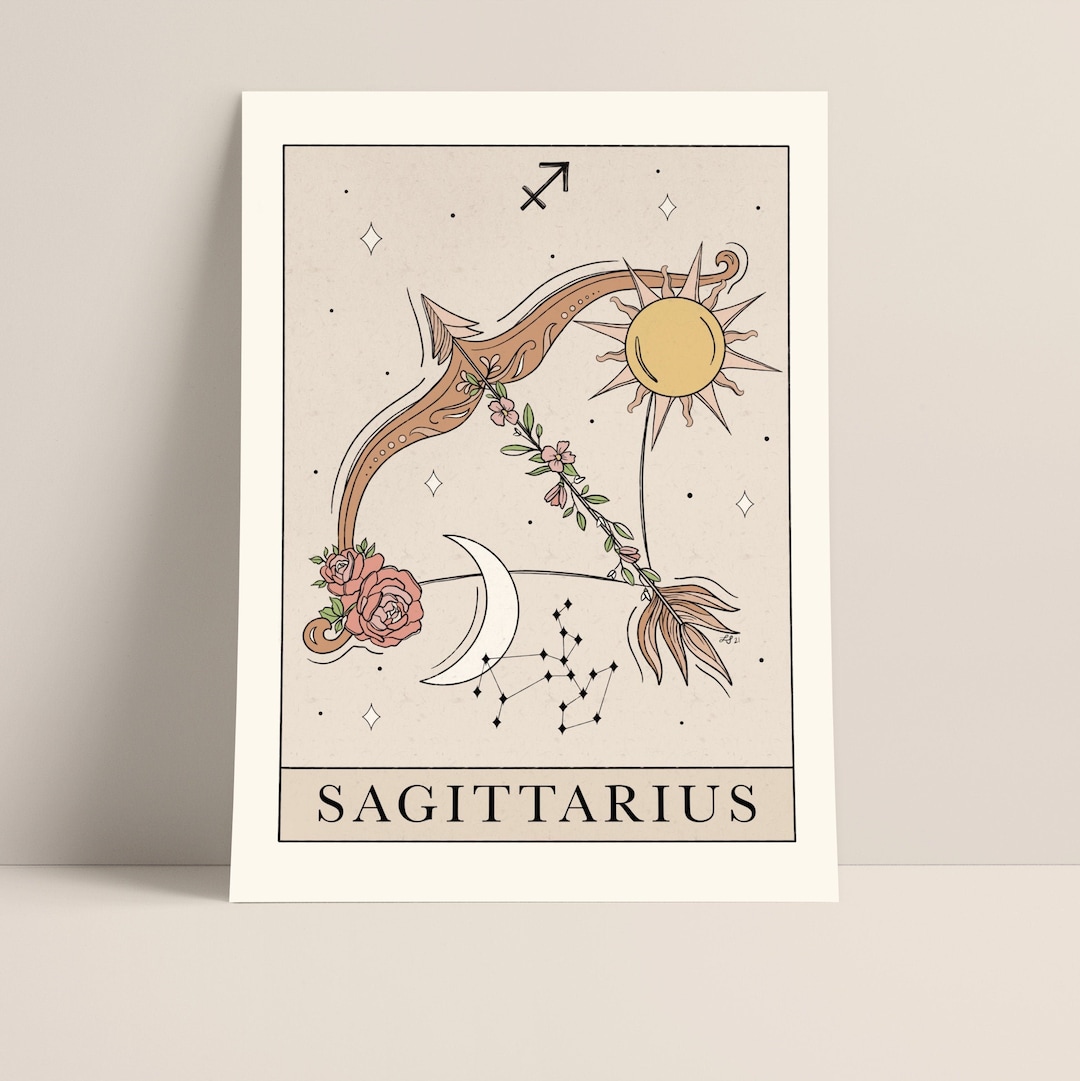 Sagittarius Zodiac Art Print: Tarot Inspired Astrology Printable Wall ...