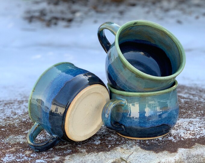 Pottery Chowder Bowl / Turquoise Blue Soup Mug / Sally Schramm Pottery ...