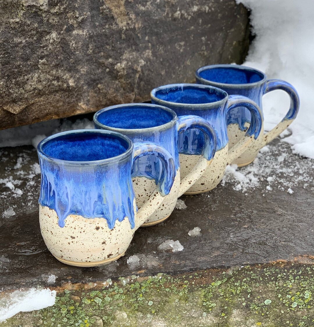 Pottery Mug / 16 Oz Sand & Sea Blue Speckled Mug / Sally - Etsy