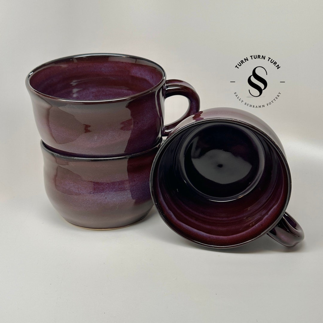 Pottery Chowder Bowl / 30 Oz Purple Soup Mug / Sally Schramm Pottery - Etsy