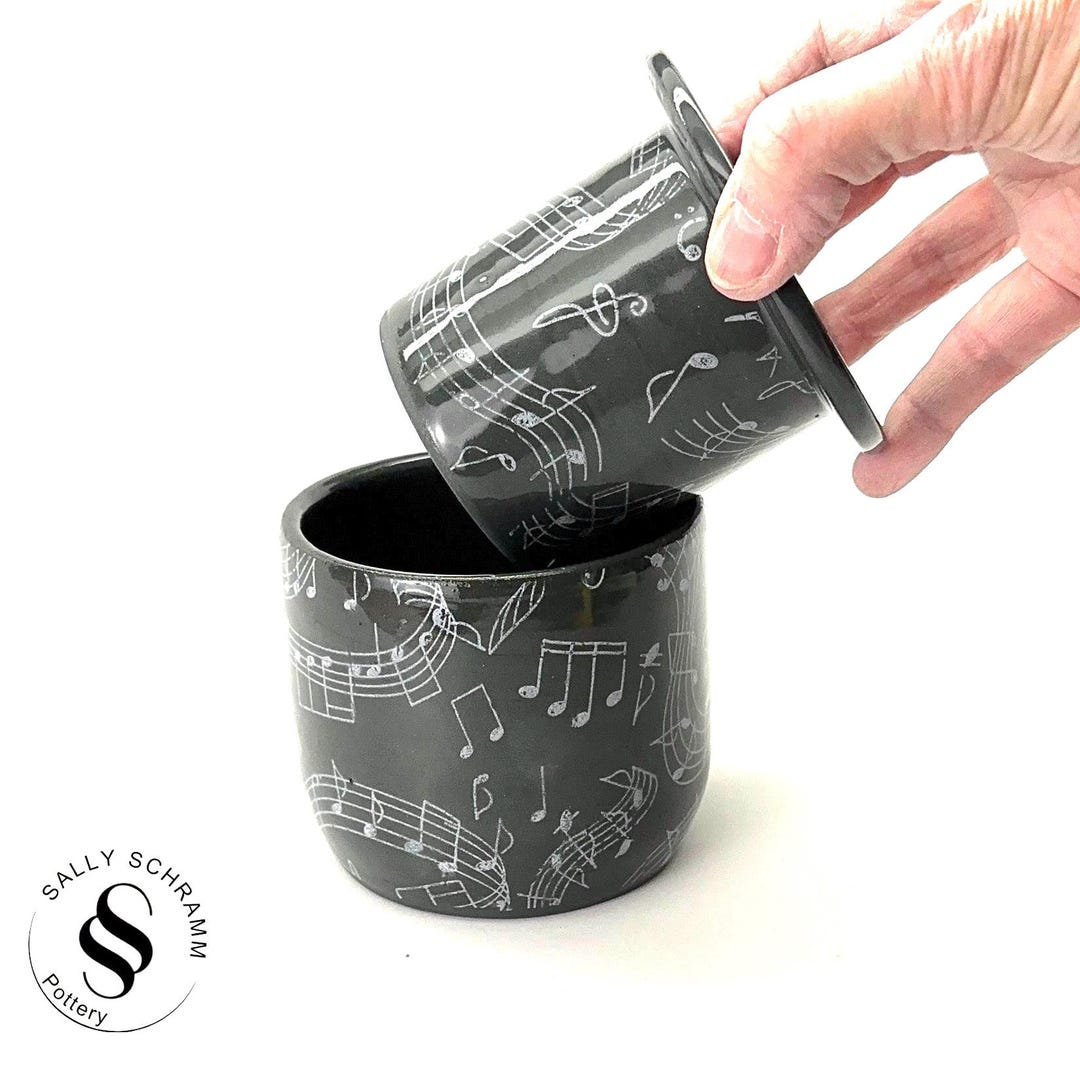Handmade Pottery Butter Keeper: Charcoal Gray Musical Score Crock - Etsy