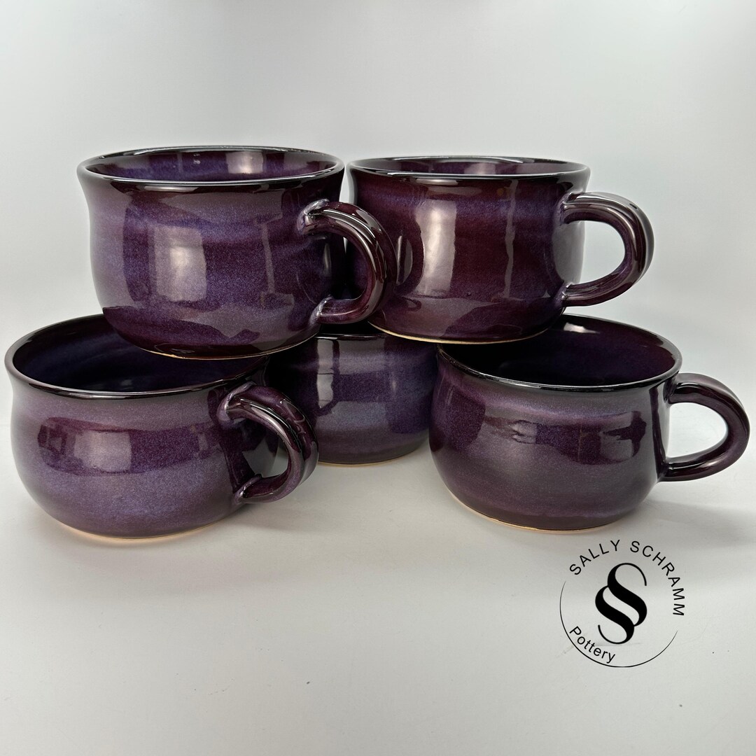 Pottery Chowder Bowl / 26 Oz Purple Soup Mug / Sally Schramm Pottery - Etsy