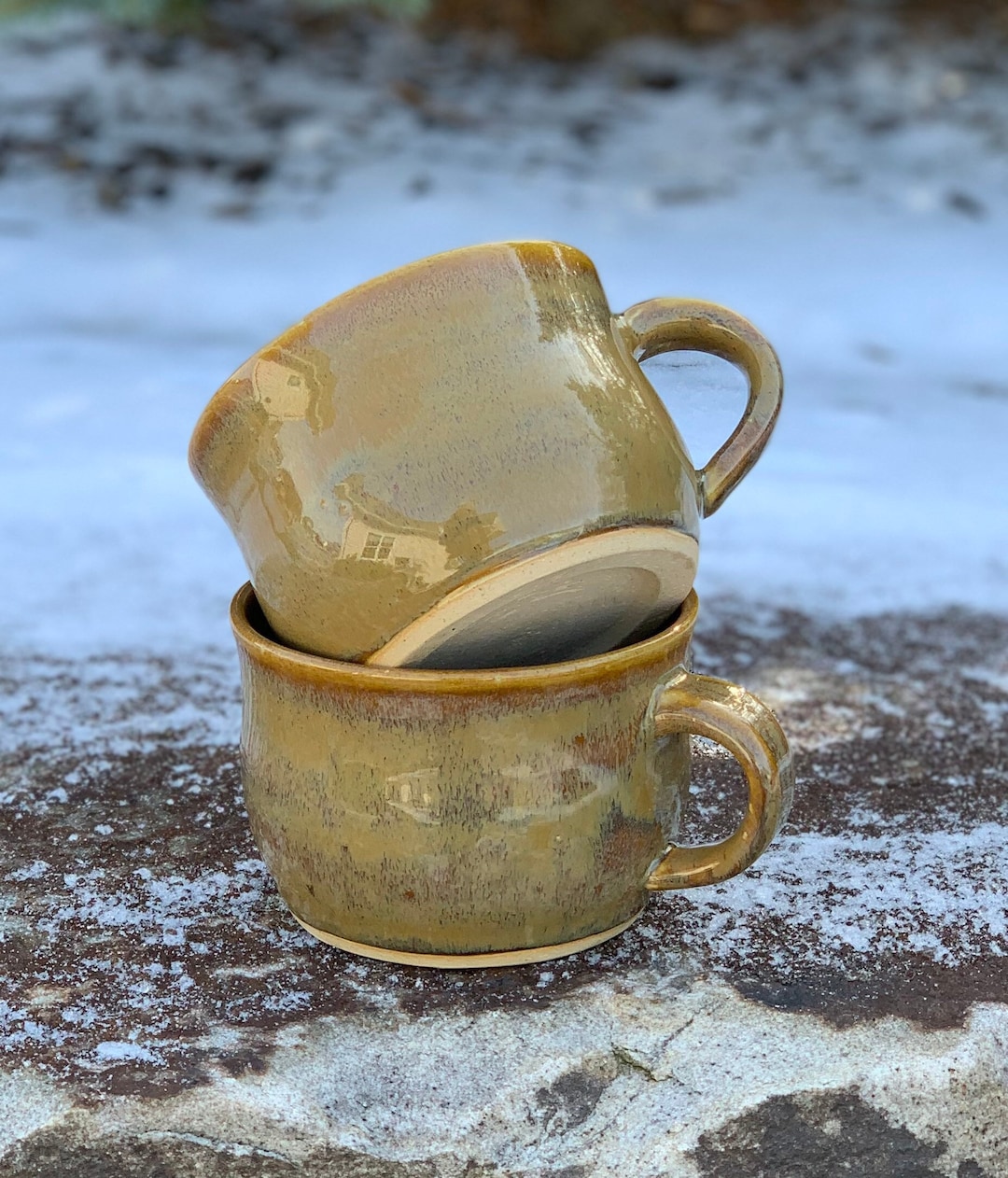 Pottery Chowder Bowl / Rich Amber Soup Mug / Sally Schramm Pottery - Etsy