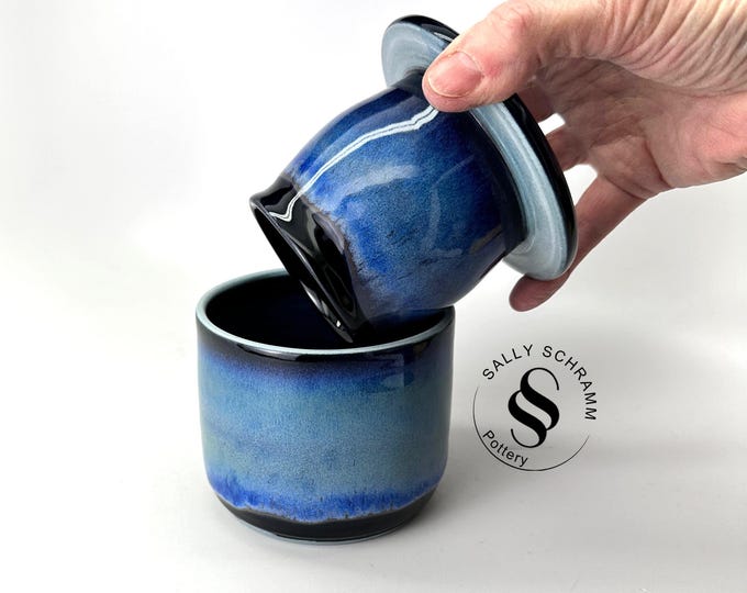 Handmade Pottery Butter Keeper: Brilliant Blue Ceramic Butter Crock - Etsy