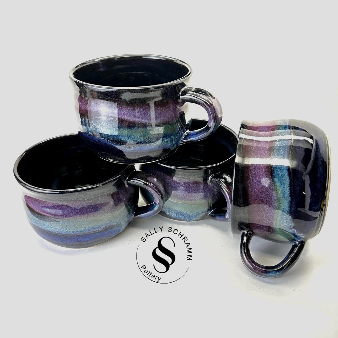 Pottery Chowder Bowl / 28 Oz Northern Lights Soup Mug / Sally Schramm ...